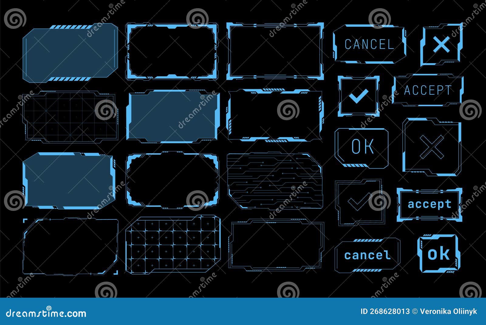 Futuristic Frames. Cyberpunk Electronic Background And Futuristic UI ...