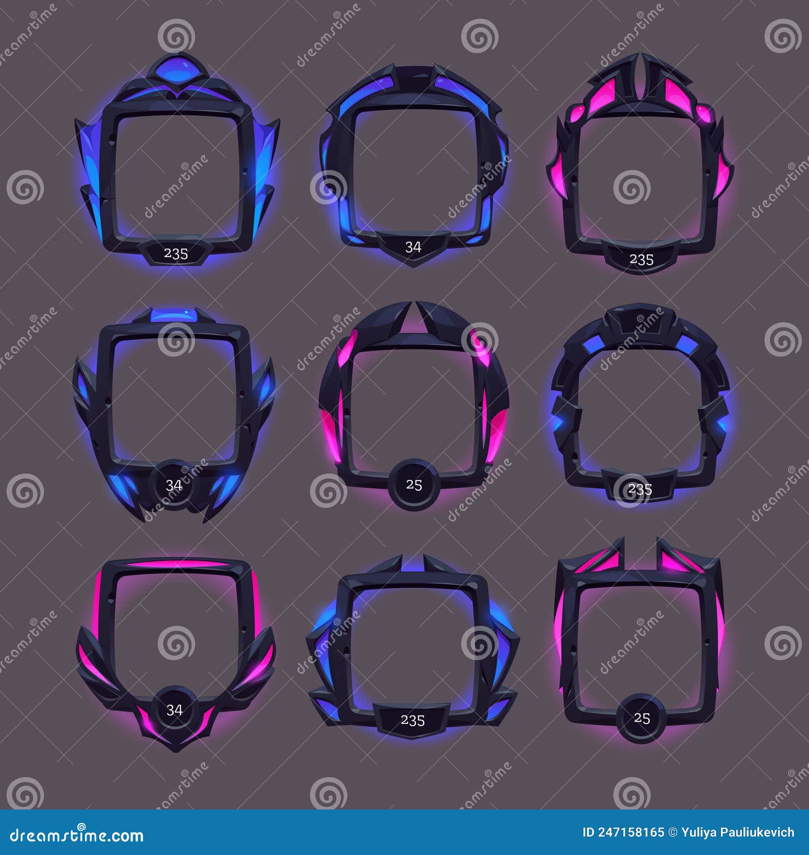 Futuristic Frames for Game Avatar with Grade Stock Vector ...