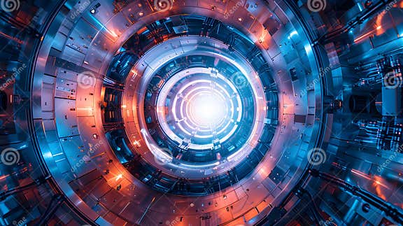 Futuristic Fusion Reactor Prototype with Glowing Core in Sci-Fi Setting ...