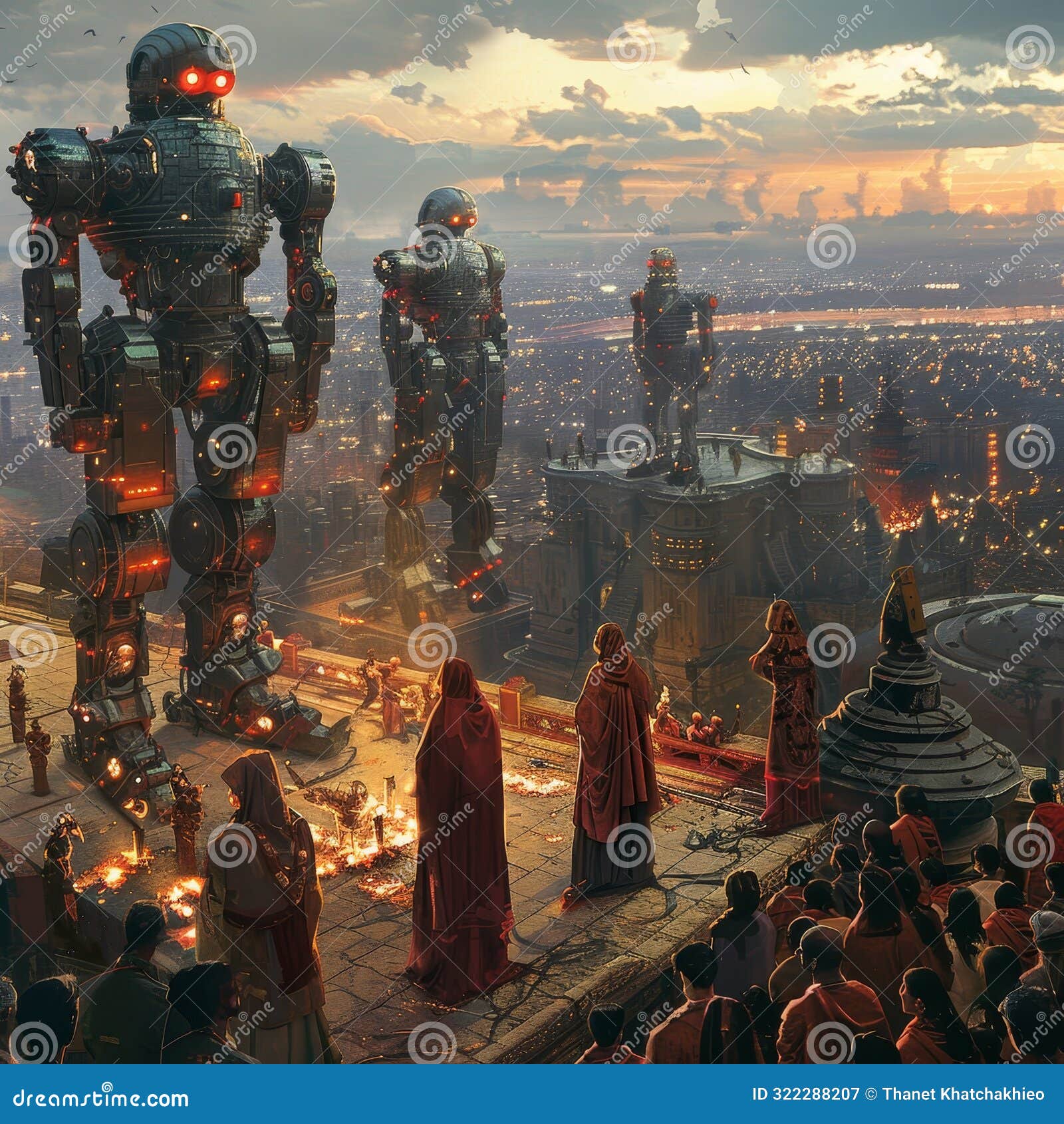 Futuristic Fusion: Robotic Arms in Ancient Rituals Stock Illustration ... Futuristic Fusion: Robotic Arms in Ancient Rituals Stock Illustration ...