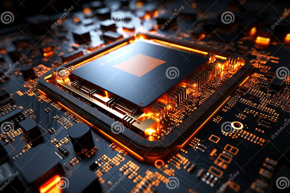 Futuristic Future Motherboard Design with CPU Socket, Microchips ...