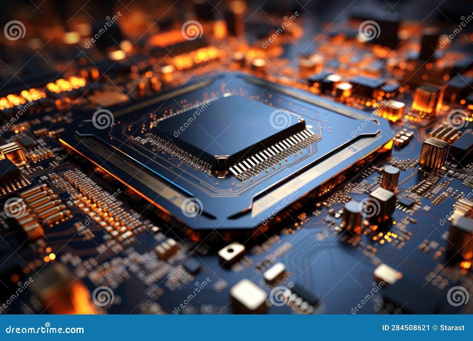 Futuristic Future Motherboard Design with CPU Socket, Microchips ...