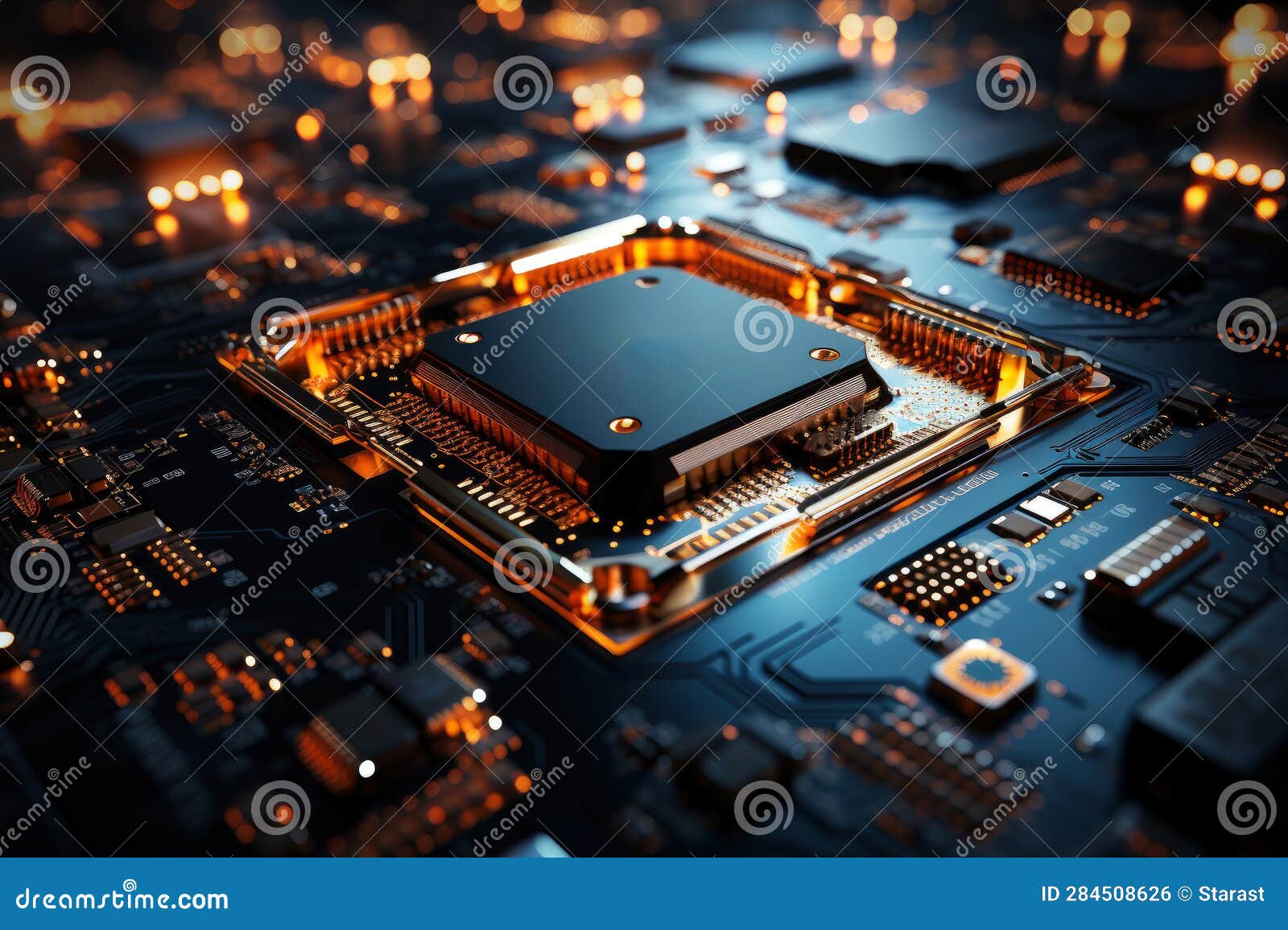Futuristic Future Motherboard Design With CPU Socket, Microchips ...