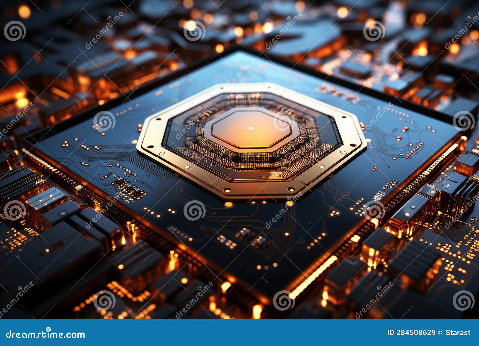 Futuristic Future Motherboard Design with CPU Socket, Microchips ...