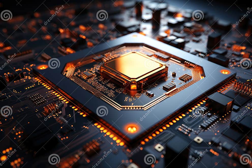 Futuristic Future Motherboard Design with CPU Socket, Microchips ...