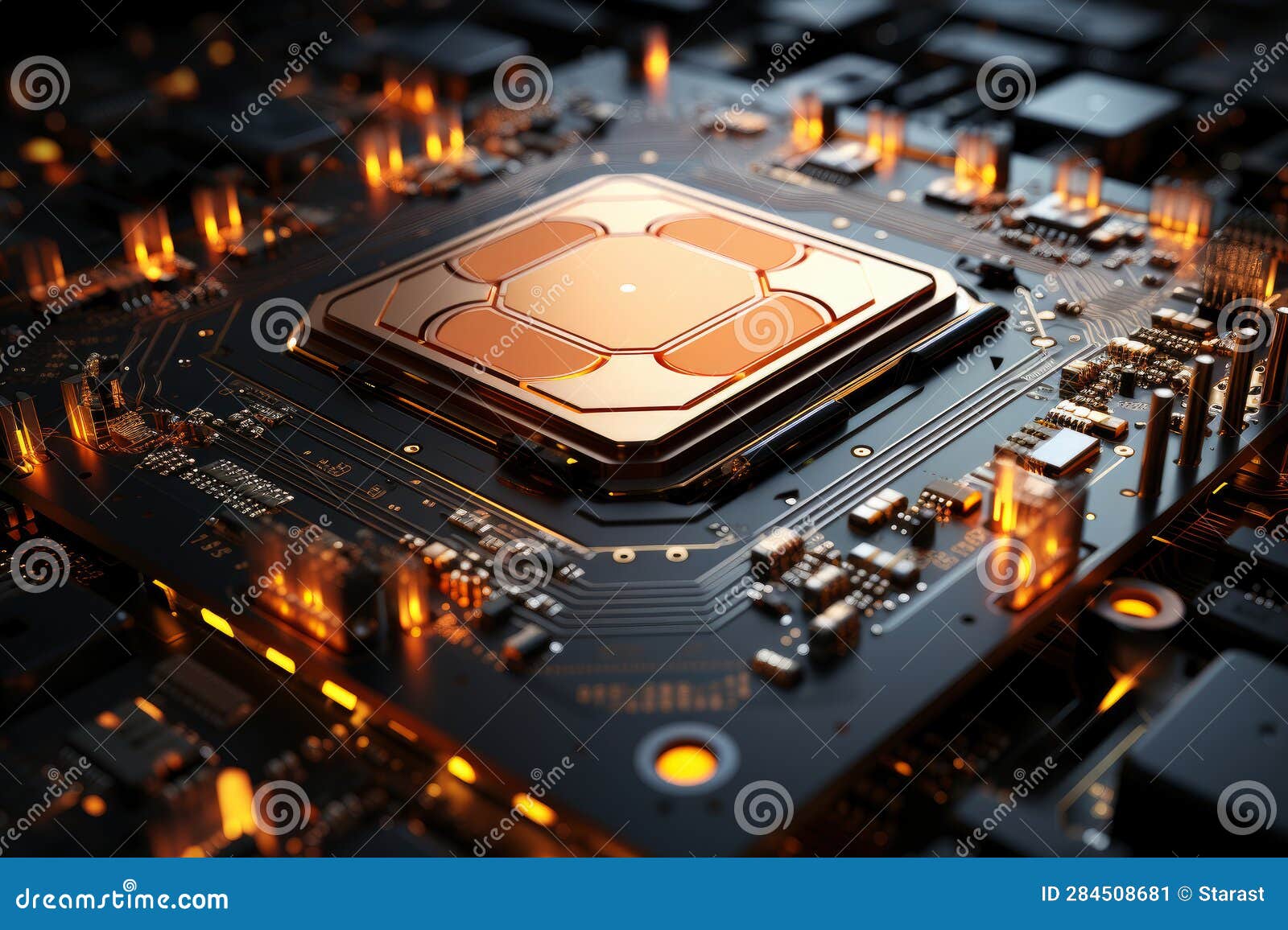 Futuristic Future Motherboard Design with CPU Socket, Microchips ...