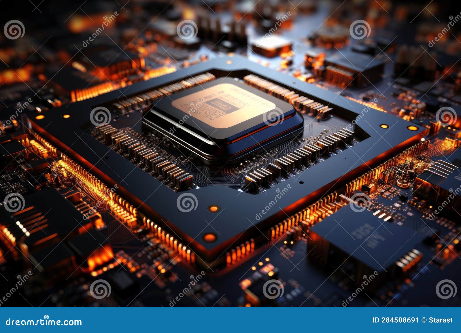 Futuristic Future Motherboard Design with CPU Socket, Microchips ...