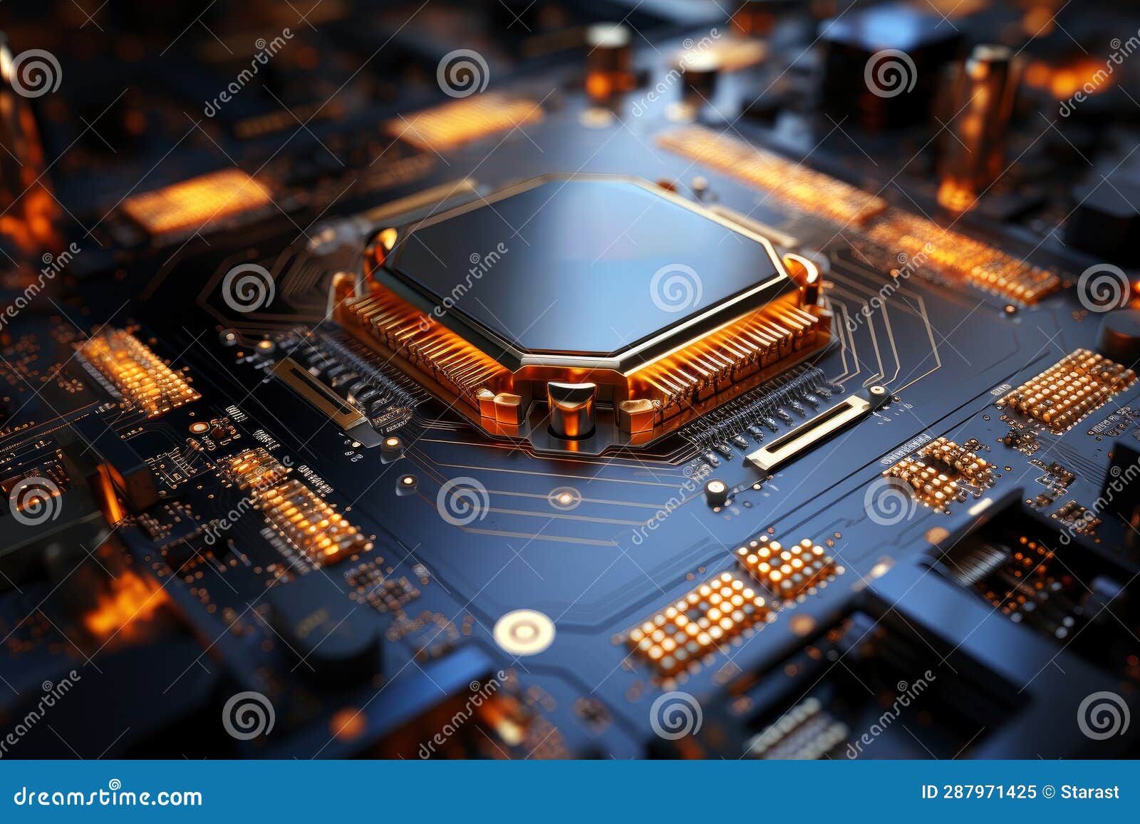 Futuristic Future Motherboard Design with CPU Socket, Microchips ...