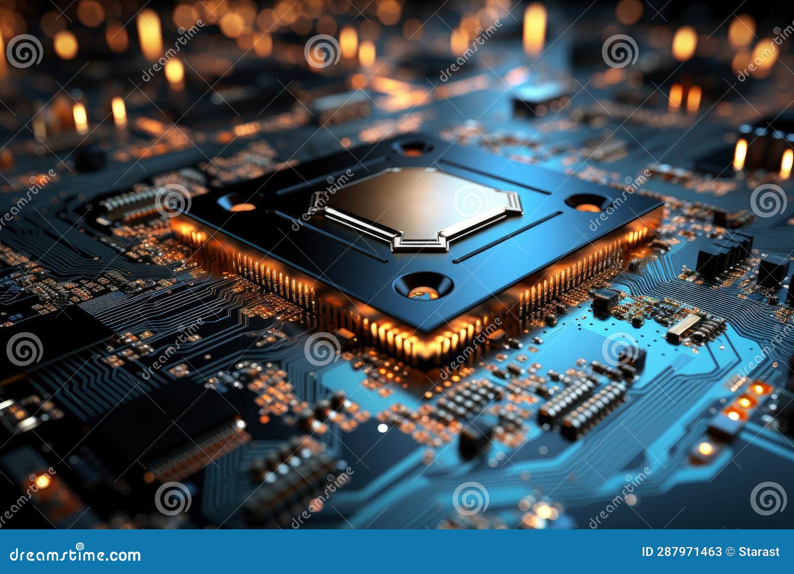 Futuristic Future Motherboard Design with CPU Socket, Microchips ...