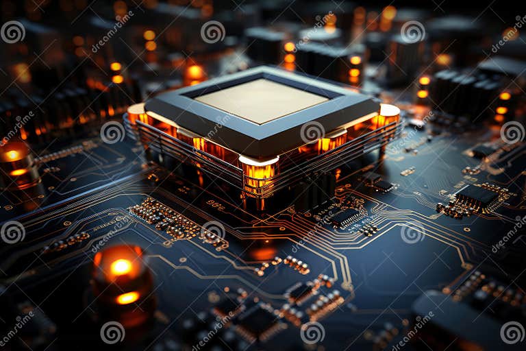 Futuristic Future Motherboard Design with CPU Socket, Microchips ...