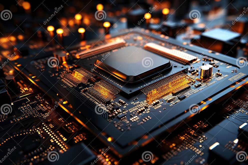 Futuristic Future Motherboard Design with CPU Socket, Microchips ...