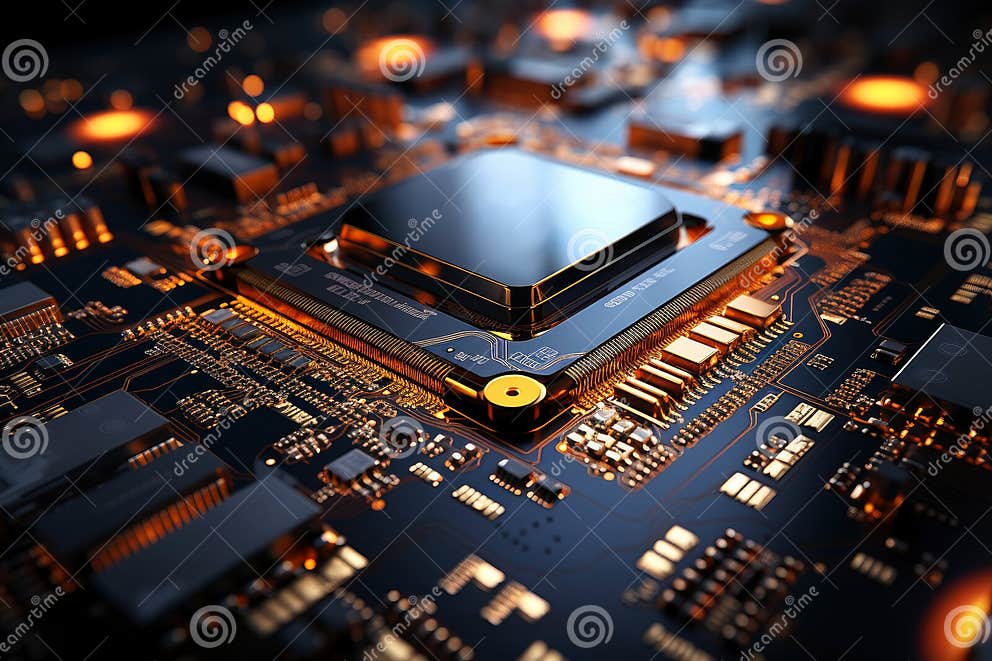 Futuristic Future Motherboard Design with CPU Socket, Microchips ...