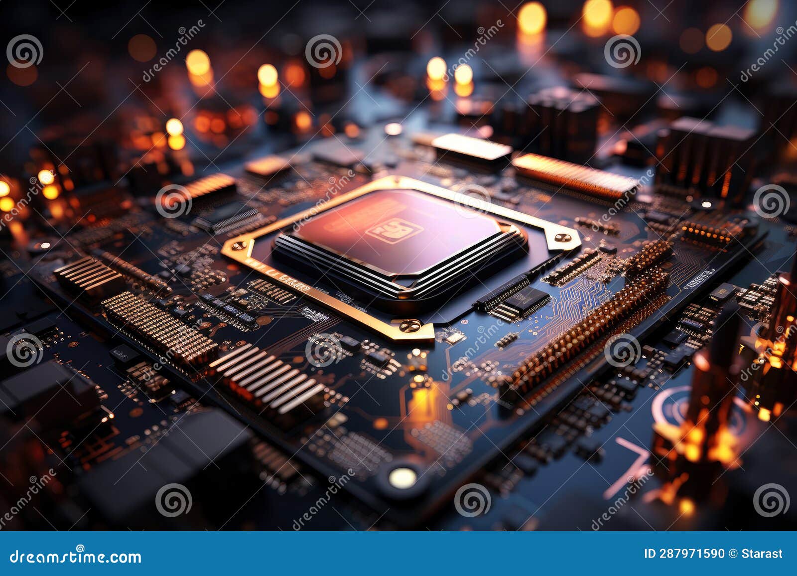 Futuristic Future Motherboard Design with CPU Socket, Microchips ...