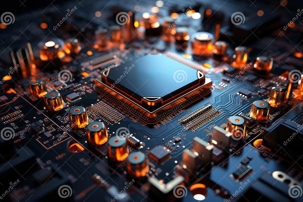 Futuristic Future Motherboard Design with CPU Socket, Microchips ...
