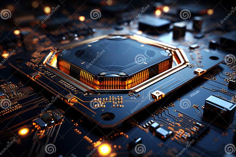 Futuristic Future Motherboard Design with CPU Socket, Microchips ...