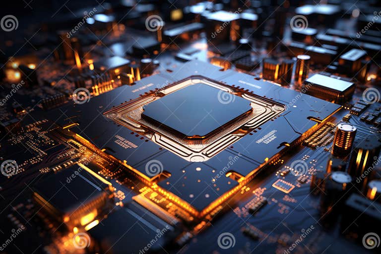 Futuristic Future Motherboard Design with CPU Socket, Microchips ...