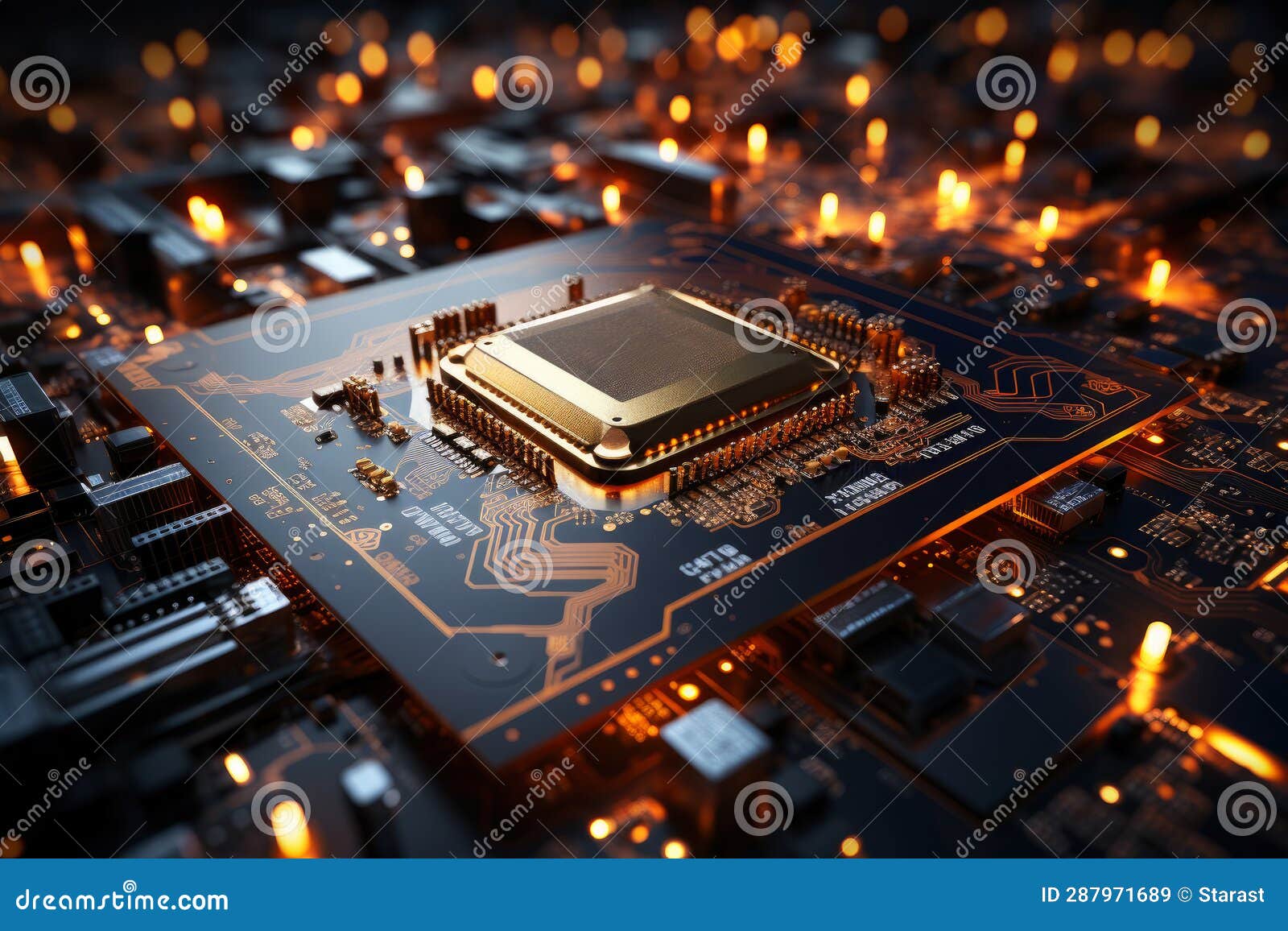 Futuristic Future Motherboard Design with CPU Socket, Microchips ...