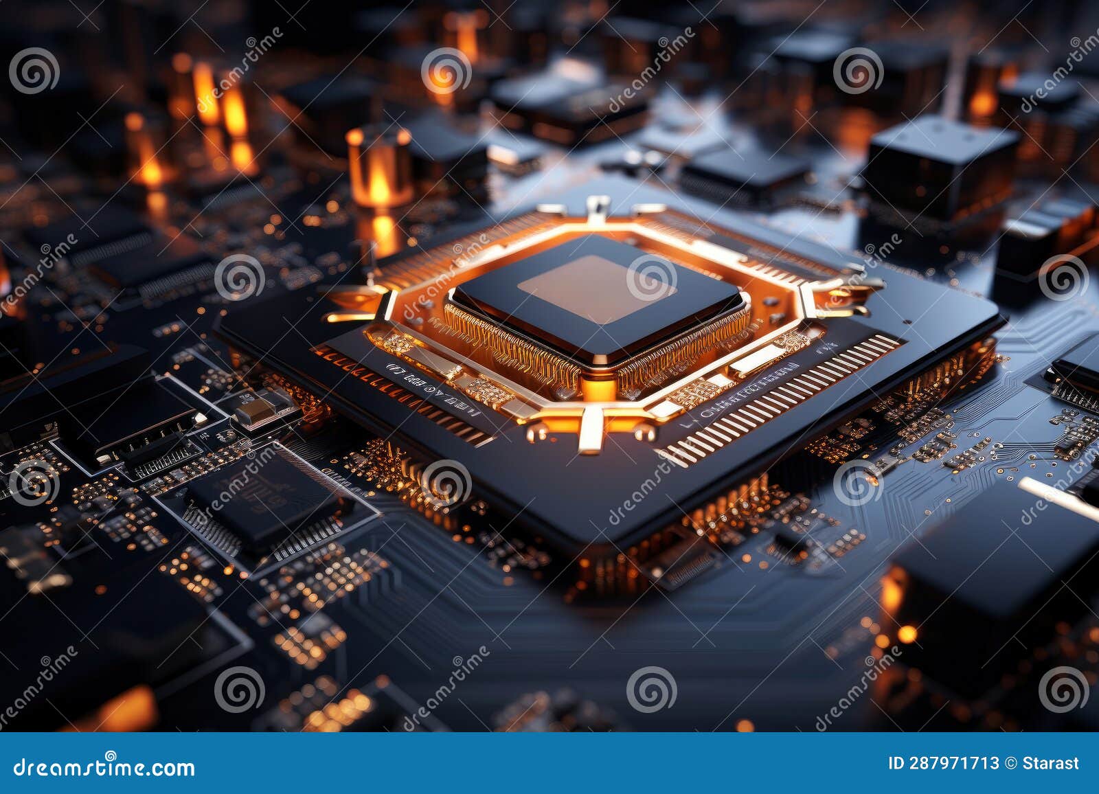 Futuristic Future Motherboard Design with CPU Socket, Microchips ...