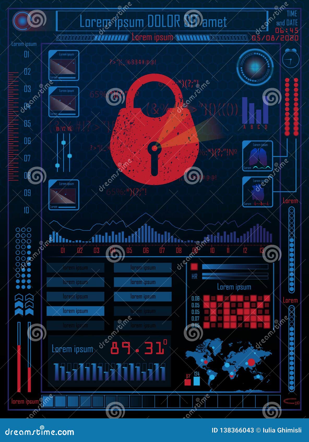 Futuristic Future Sci Fi Cyber Security Hud with Internet Technology ...