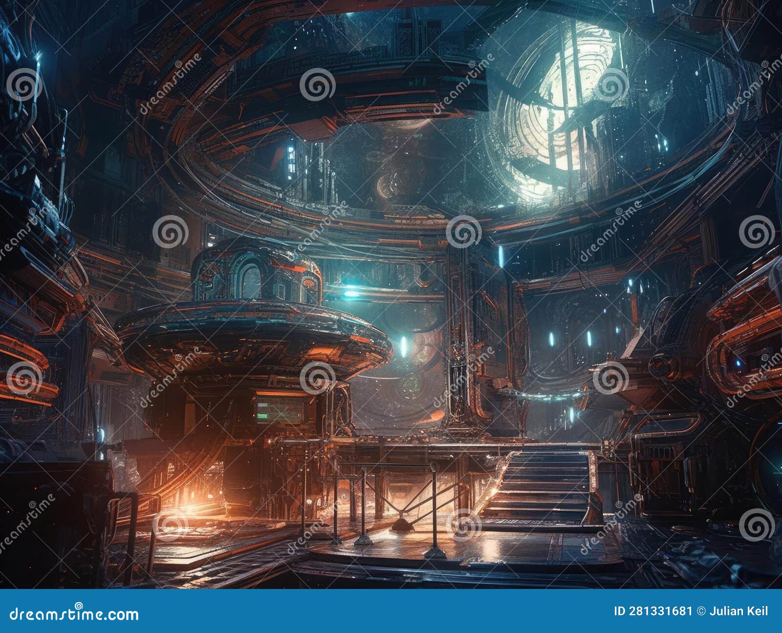 Futuristic Galactic Print with Cosmic Technology Elements Stock ...