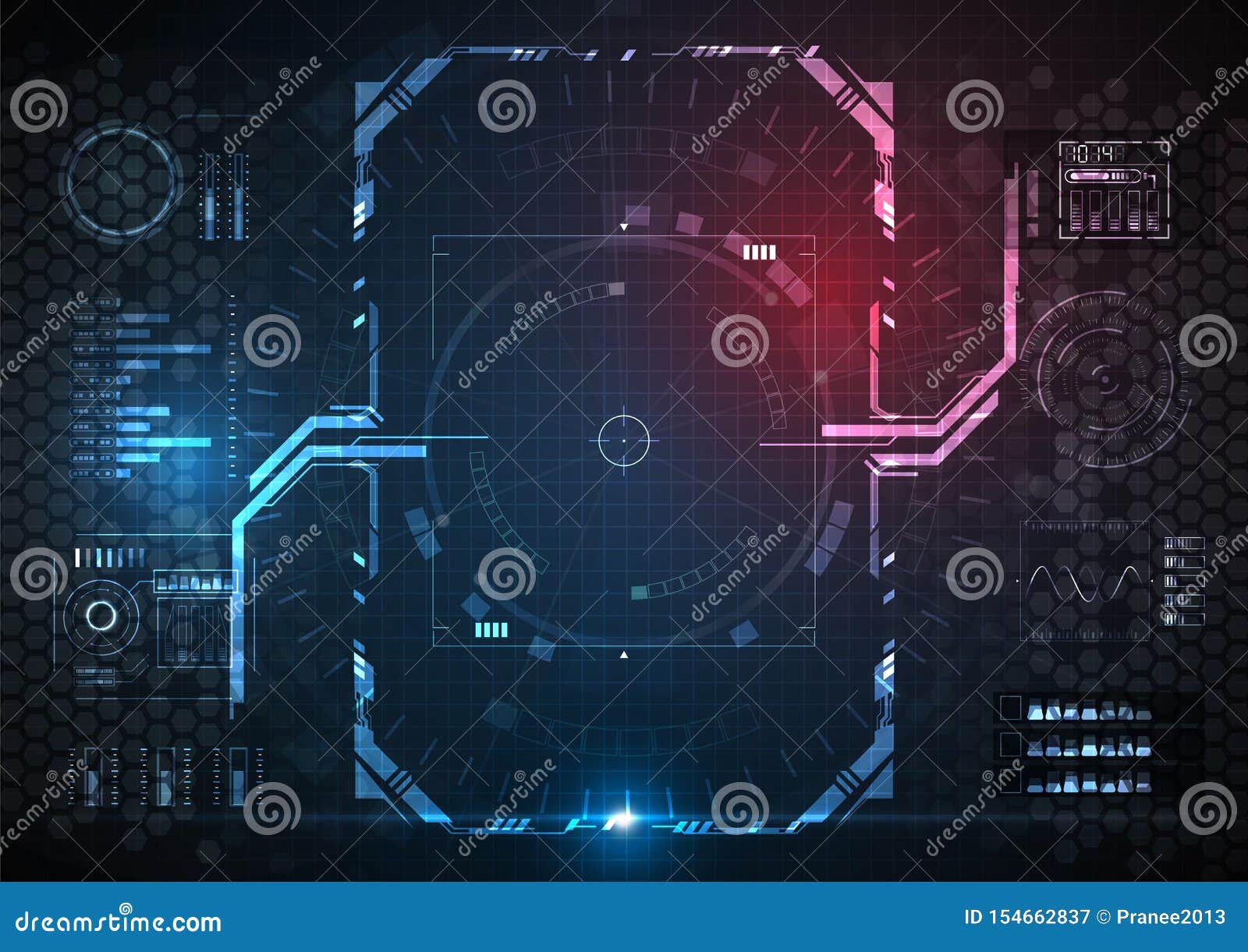 Futuristic Game Border and Game Interface Digital Stock Vector ...