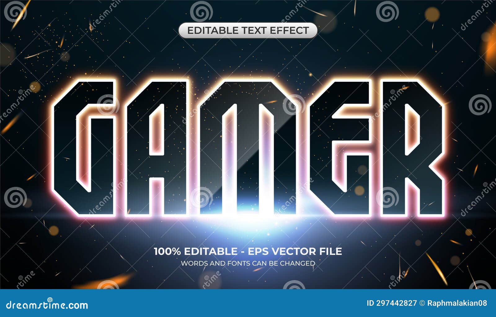Futuristic Gamer Text Effect. Editable Glowing Neon Text Effect with ...