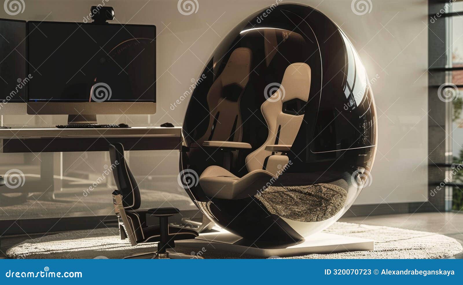 Futuristic Gaming Chair And Workstation Setup In Modern Interior Stock ...