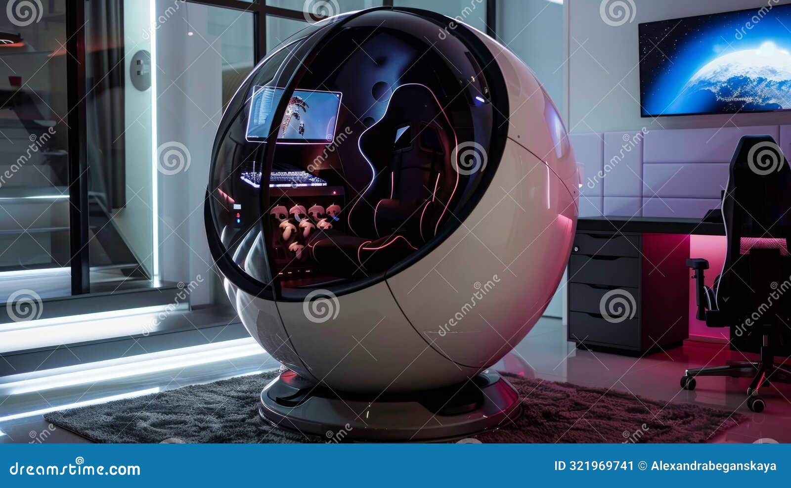 Futuristic Gaming Chair And Workstation Setup In Modern Interior ...