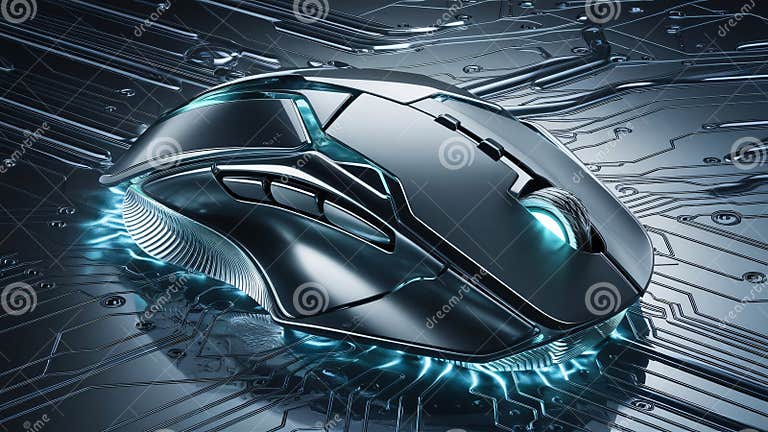 Futuristic Gaming Mouse on Circuit Board, Tech High Quality Image Stock ...