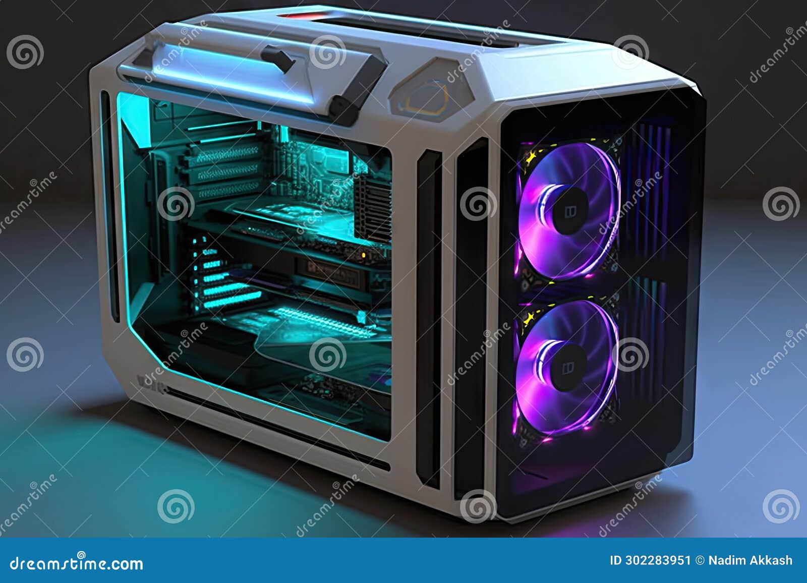 Futuristic Gaming PC Case: Vibrant Professional 3D Design Power ...