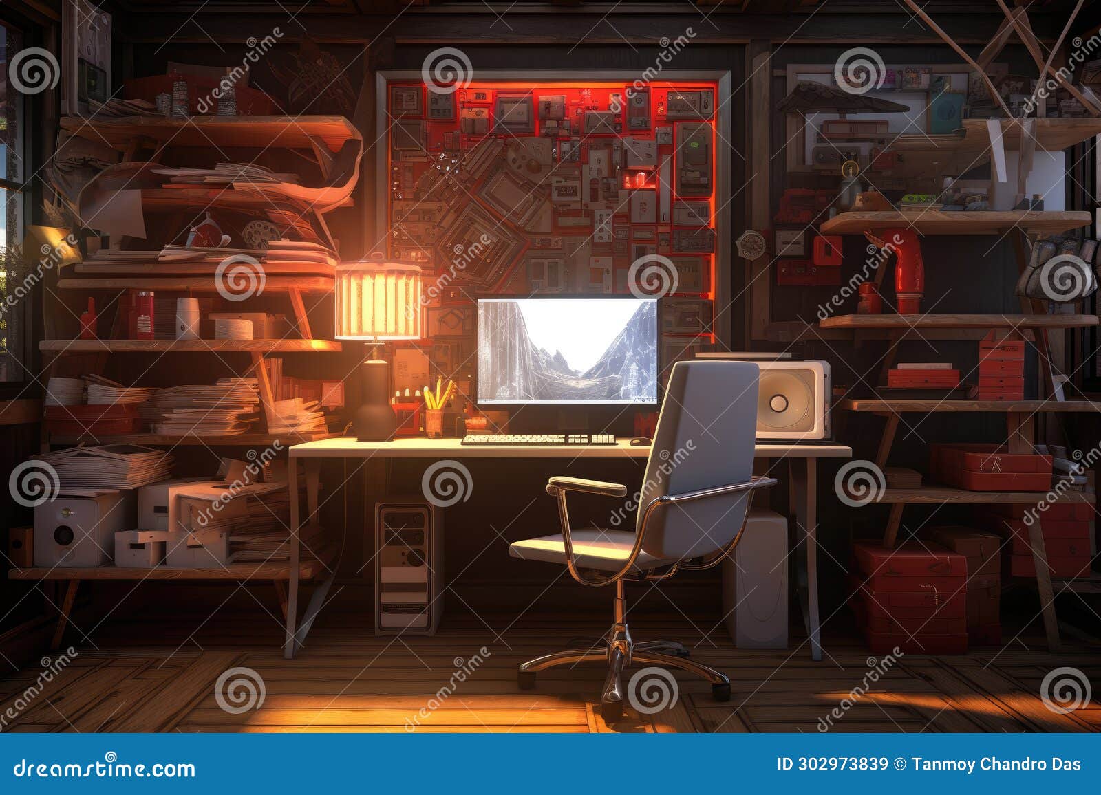 Futuristic Gaming Room with Monitors and Computers, 3d Rendering of a ...