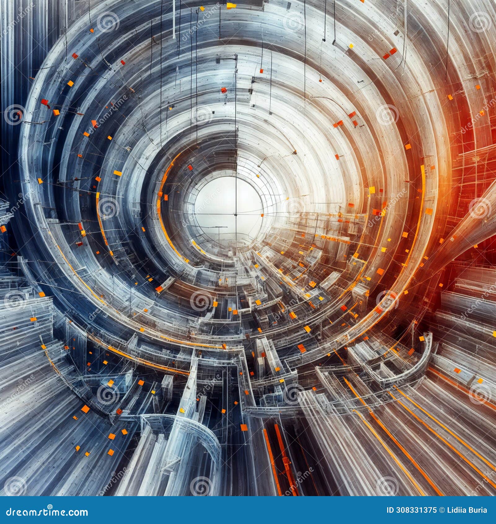 Futuristic Gateway: Circular Structure with Illuminated Orange Light ...