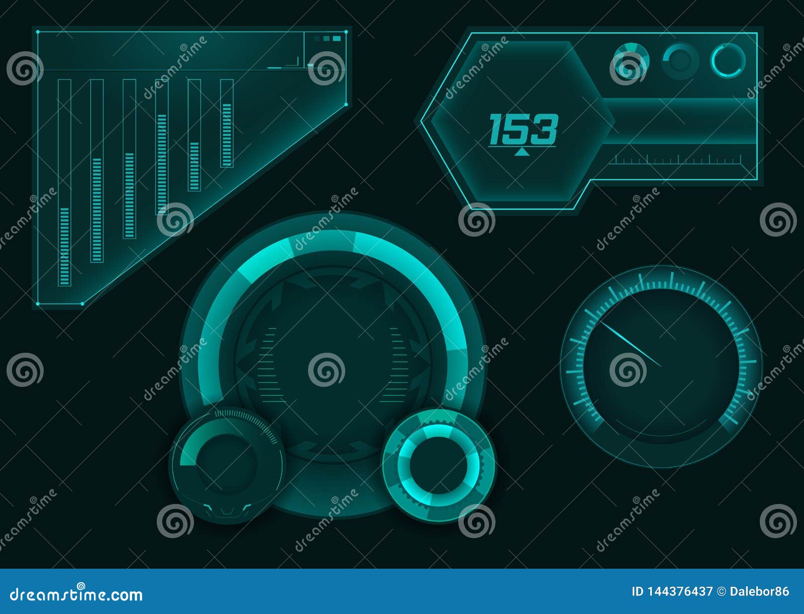 Futuristic Gauges for the Hud Interface Stock Vector - Illustration of ...