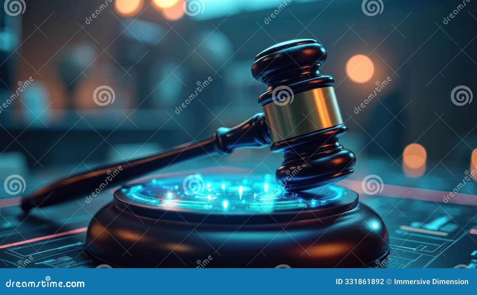 Futuristic Gavel with Digital Interface AI and Technology Law Concept ...