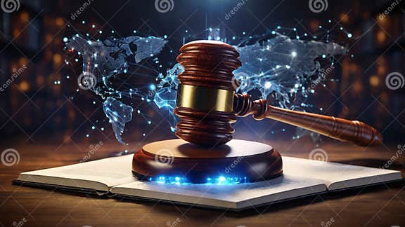 Futuristic Gavel Representing Digital Law and Technology Integration ...