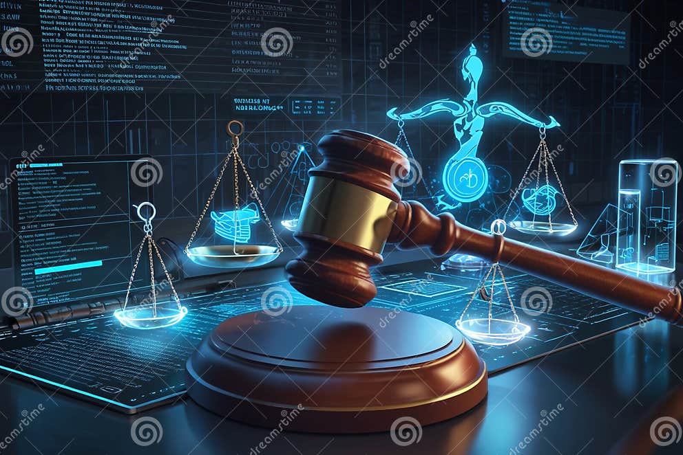 Futuristic Gavel Representing Digital Law and Technology Integration ...