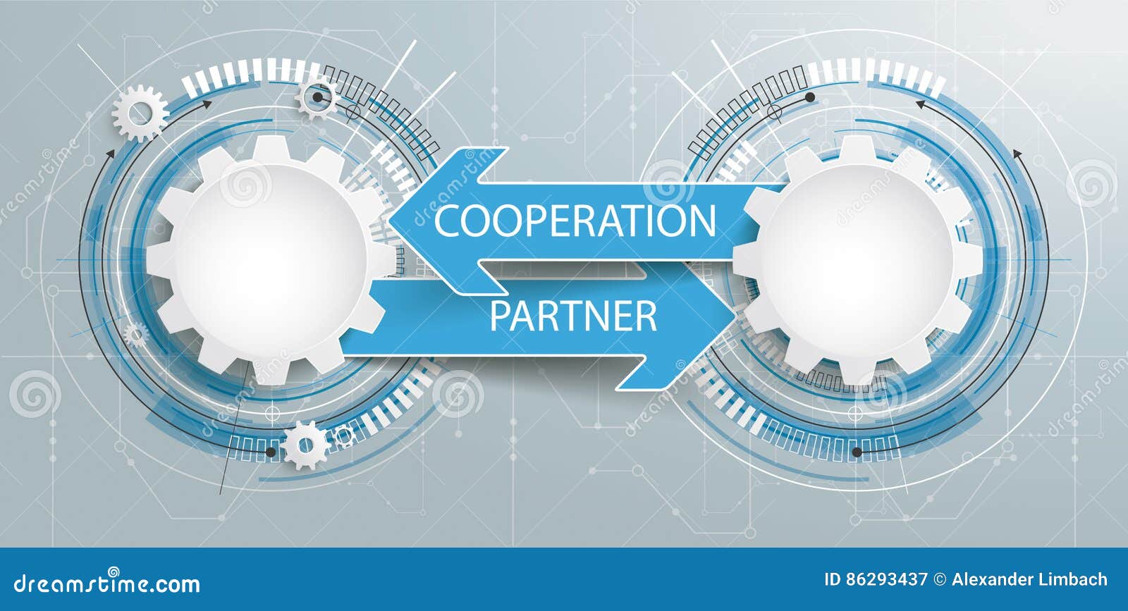 Futuristic 2 Gears Circuit Board Partner Cooperation Stock Vector ...