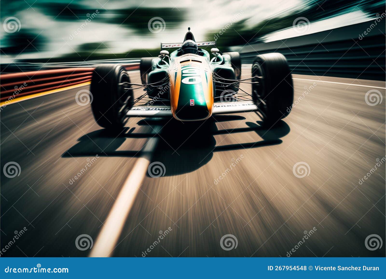Speeding Formula One Race Car With Motion Blur On Asphalt Track ...