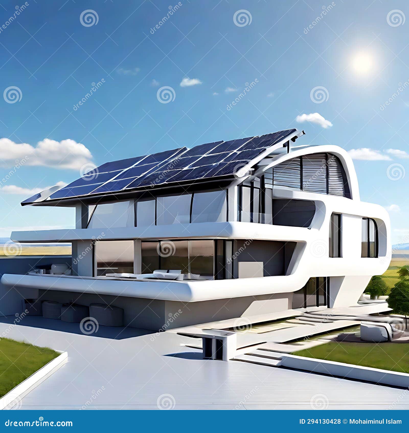 Futuristic Smart Home with Solar Panels System on Rooftop of Renewable ...