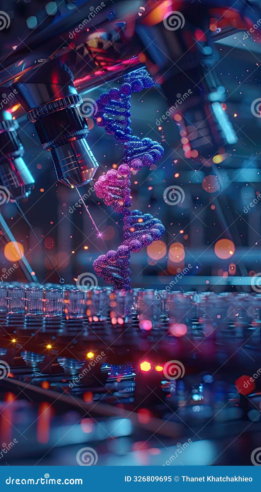 DNA Research in Biotechnology Lab Stock Illustration - Illustration of ...