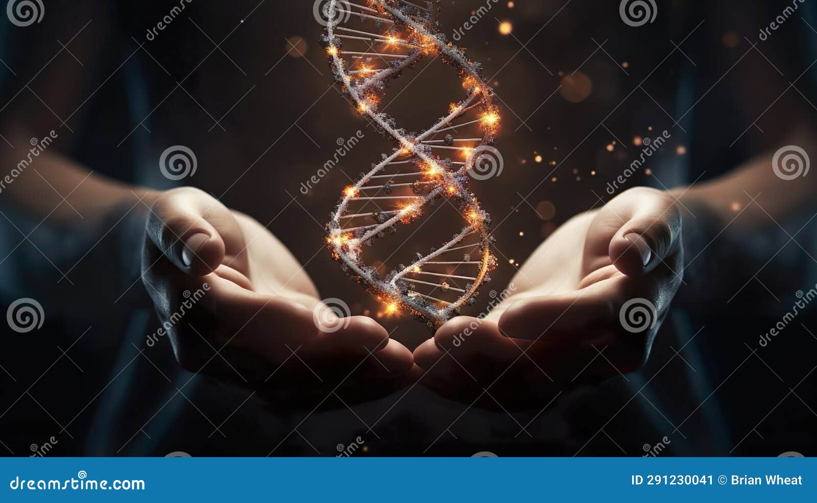 Futuristic Genetics: Hands Holding the Blueprint of Life (AI Generated ...