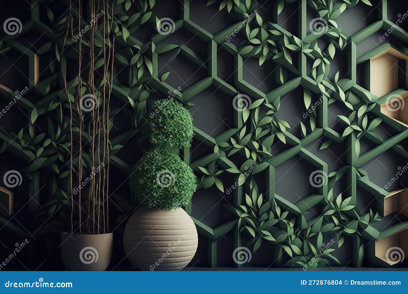 Futuristic Geodesic Ecological Interior Of The Wall Inside The House ...