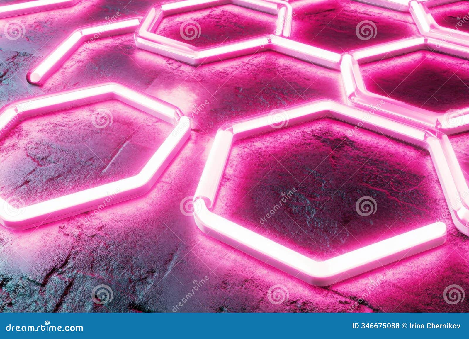 Neon Hexagons With A Glossy Marble Texture, Glowing In Warm Hues Of ...