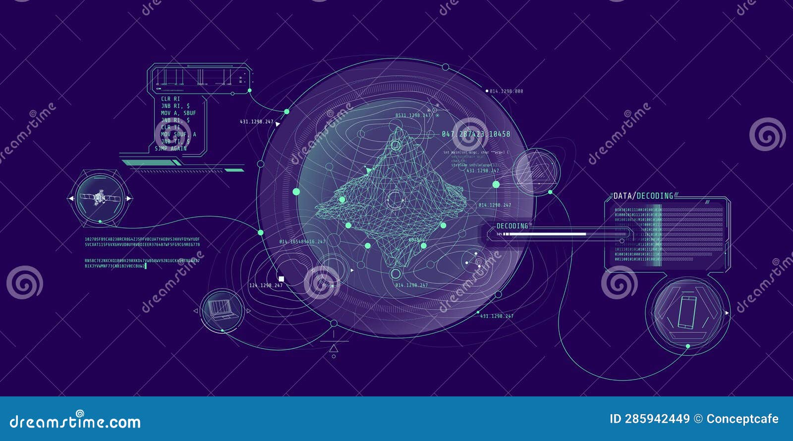 Futuristic Geoscience HUD Interface Design with Data Decoding. Stock ...