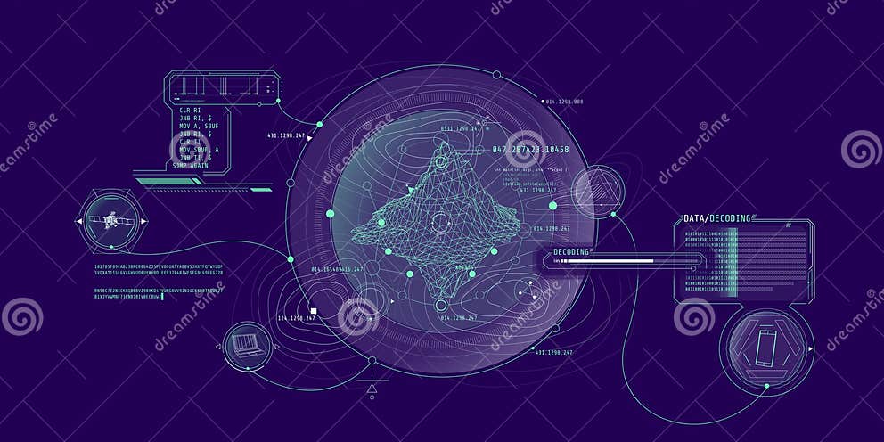 Futuristic Geoscience HUD Interface Design with Data Decoding. Stock ...