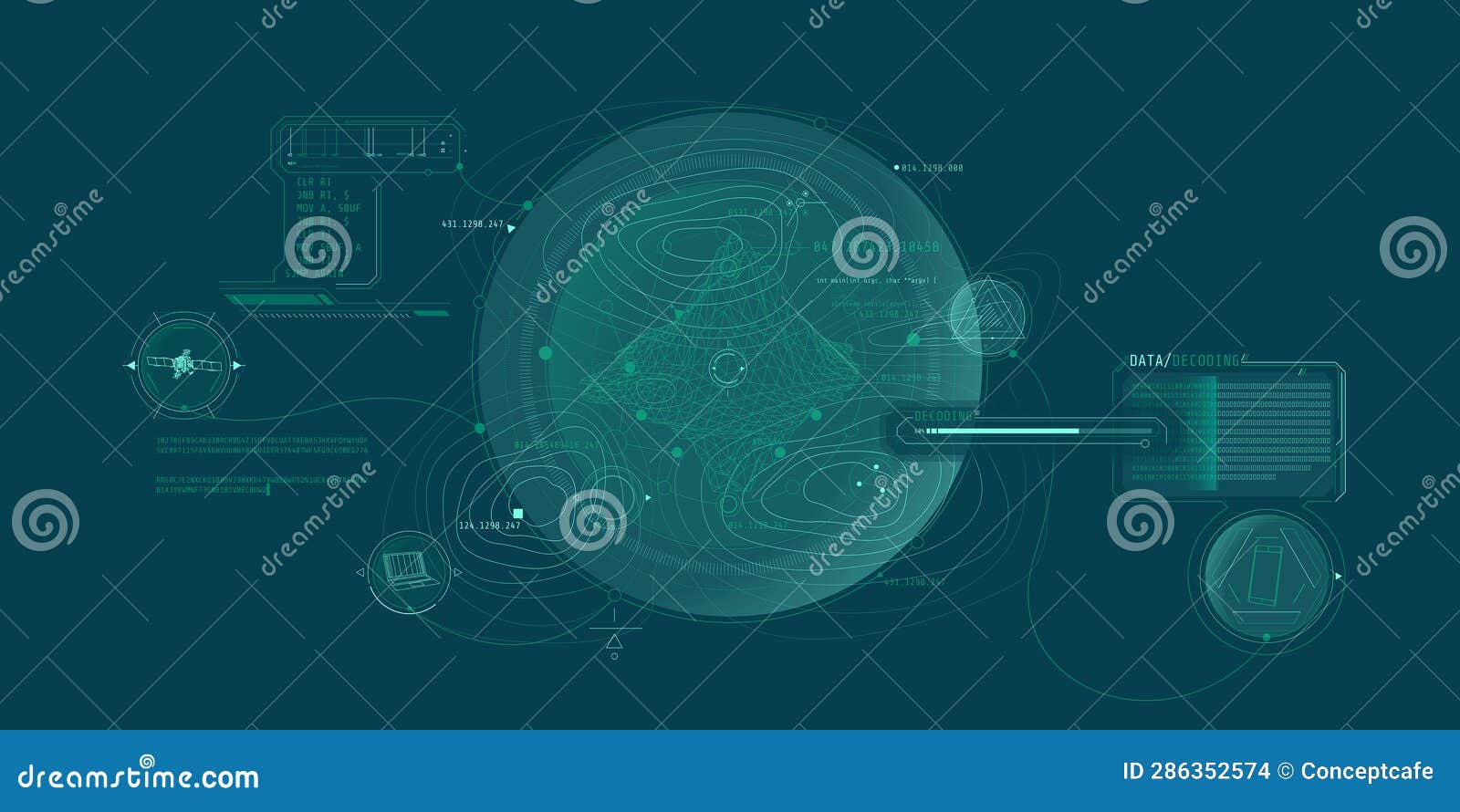 Futuristic Geoscience HUD Interface Design with Data Decoding. Stock ...