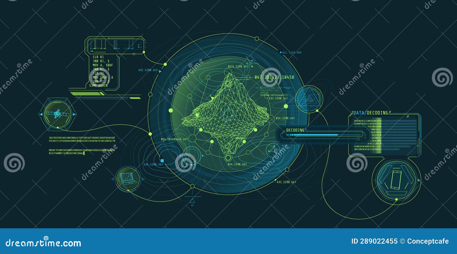 Futuristic Geoscience HUD Interface Design with Data Decoding. Stock ...