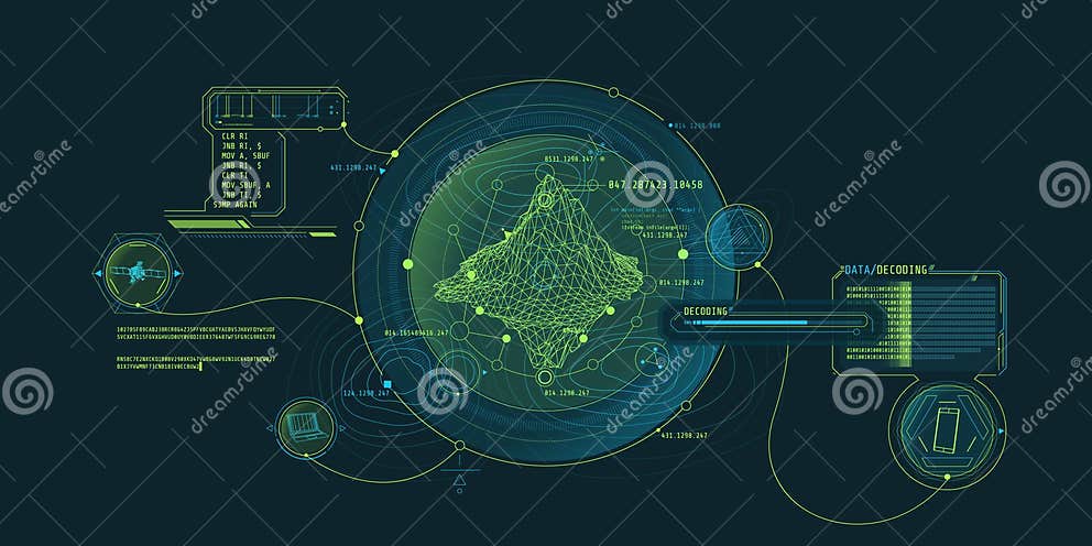 Futuristic Geoscience HUD Interface Design with Data Decoding. Stock ...