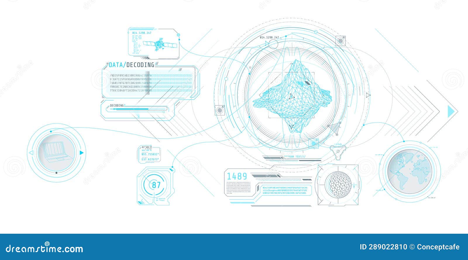 Futuristic Geoscience Software Screen Design with Data Decoding. Stock ...