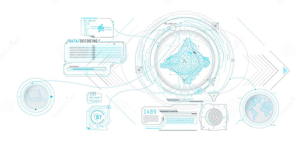 Futuristic Geoscience Software Screen Design with Data Decoding. Stock ...